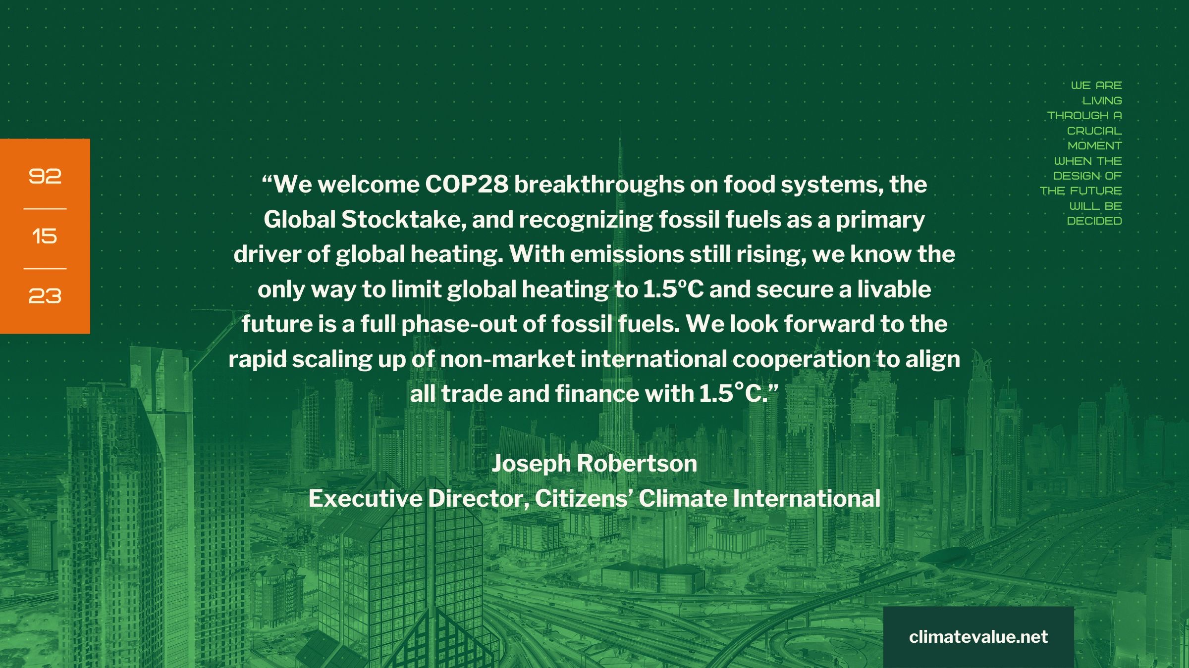 COP28 calls for transition away from fossil fuels, toward climate value economy – Citizens ...